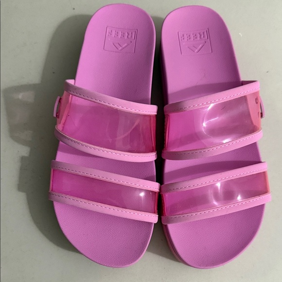 Reef | Shoes | Reef Pink Slide Sandals With Clear Straps | Poshmark